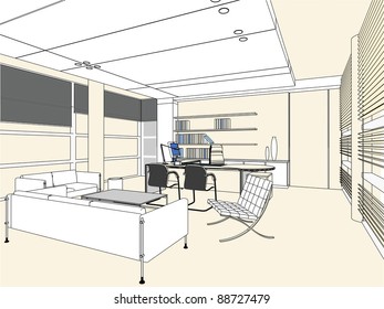Interior Office Room Vector 03: เวกเตอร์สต็อก (ปลอดค่าลิขสิทธิ์ ...