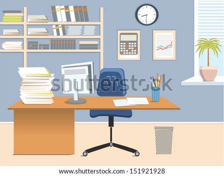 Interior Office Room Vector Illustration Design Stock Vector (Royalty ...