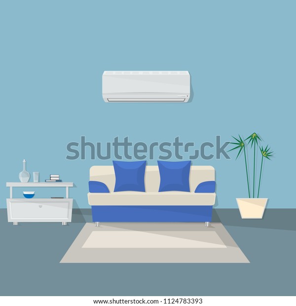 Interior Room Hall Air Conditioning Cold Stock Vector (Royalty Free ...