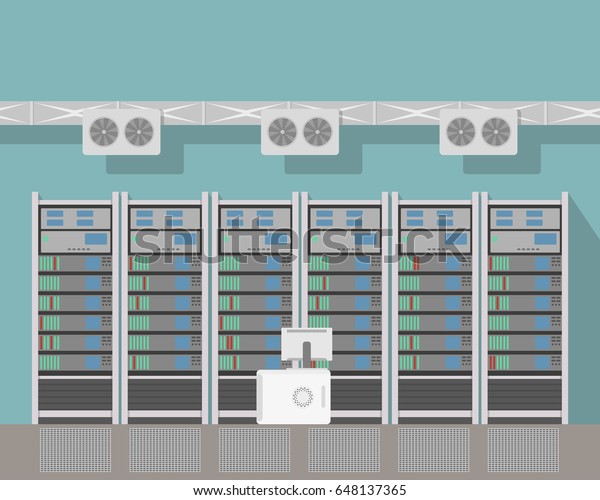 Interior Room Servers Cooling System Vector Stock Vector (Royalty Free ...