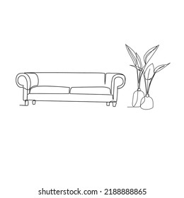 Interior Vector Illustration Drawn Line Art Stock Vector (Royalty Free ...
