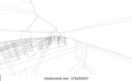 Architectural Line Sketch House Building Stock Vector (Royalty Free ...