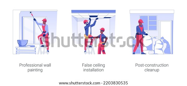 Interior Works Commercial Construction Isolated Concept Stock Vector ...