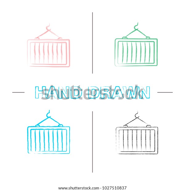 Intermodal Container Hand Drawn Icons Set Stock Vector (Royalty Free ...