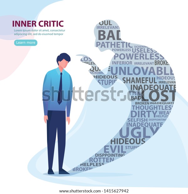 Internal Critic Man His Shadow Flat Stock Vector (Royalty Free) 1415627942