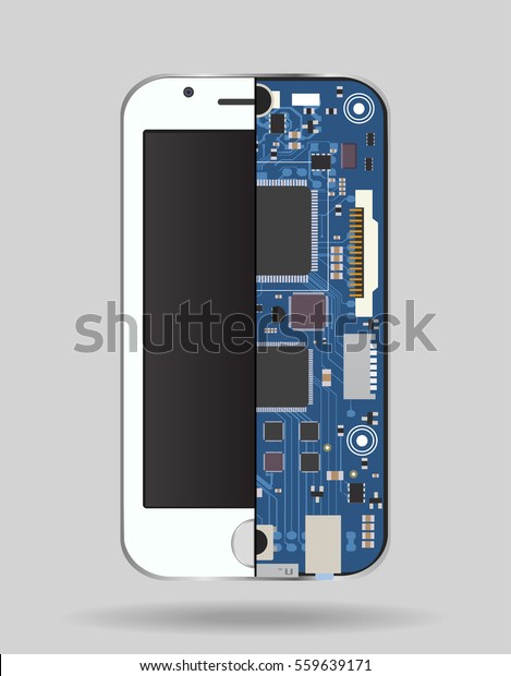 Internal Phone Device Circuit Board Microprocessor Stock Vector ...