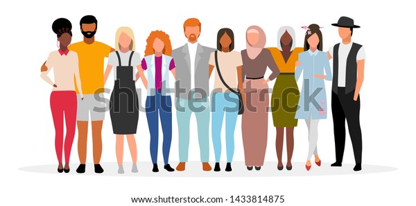 International Friends Flat Vector Illustration Multicultural 스톡 벡터(로열티 ...