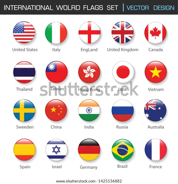 International World Flag Icon Set Circle: เวกเตอร์สต็อก (ปลอดค่า ...