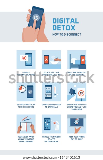 Internet Addiction Digital Detox Infographic How Stock Vector (Royalty ...