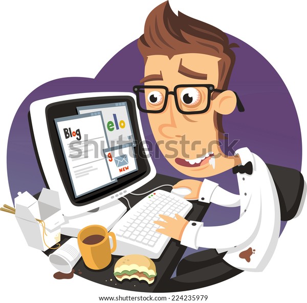 Vektor Stok Internet Addiction Disorder Vector Cartoon Illustration ...