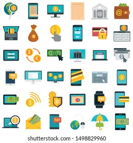 Internet Banking Icons Set Flat Set Stock Vector (Royalty Free ...