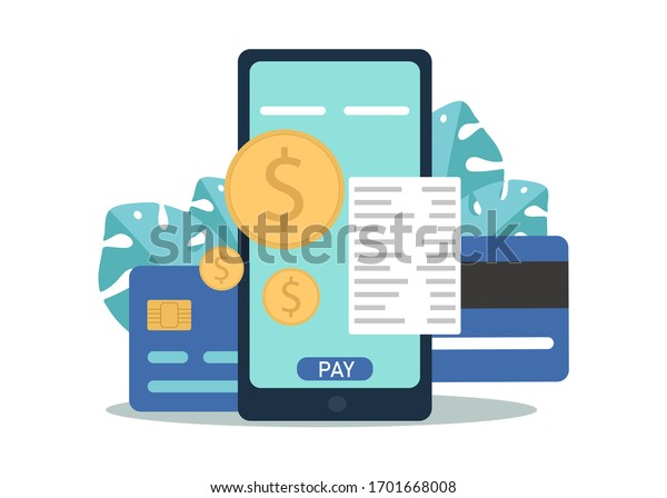 Internet Banking Pay Bills Online Using Stock Vector (Royalty Free ...