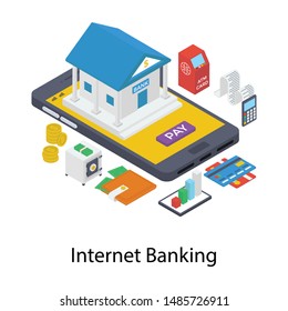 Internet Banking Vector Isometric Design Stock Vector (Royalty Free ...
