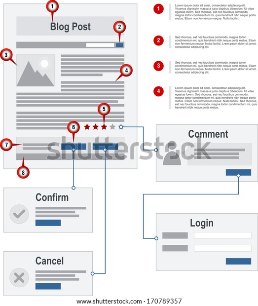 Internet Blog Site Map Navigation Structure Stock Vector (Royalty Free ...