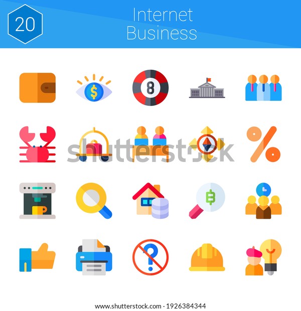 Internet Business Icon Set 20 Flat Stock Vector (Royalty Free ...