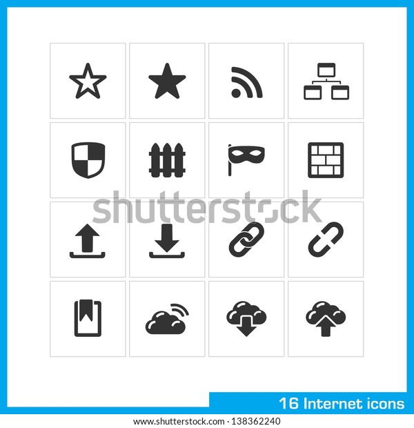 Internet Icon Set Vector Black Pictograms: stockvector (rechtenvrij ...