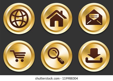 Internet Icons On Gold Button Collection Stock Vector (Royalty Free ...