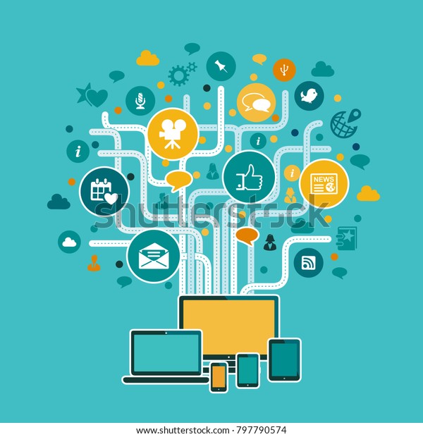 Internet Infrastructure Concept Illustration Highway Lanes: vector de ...