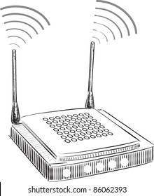 Internet Router Sketch Vector Illustration 库存矢量图（免版税）86062393 ...
