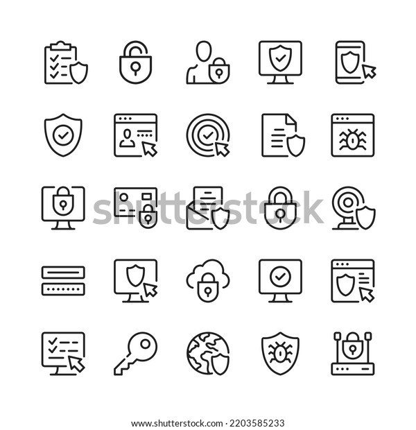 Internet Security Line Icons Outline Symbols Stock Vector (Royalty Free) 2203585233 | Shutterstock