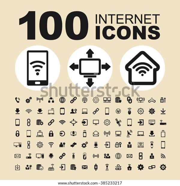 Internet Technology Icons Communication Pictogram Connection Stock ...