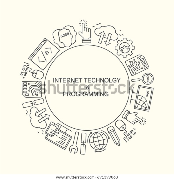 Internet Technology Programming Round Shape Background Stock Vector ... Internet Technology Programming Round Shape Background Stock Vector ...