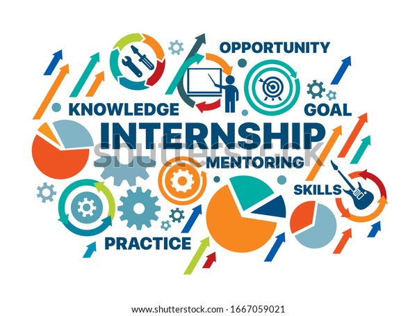 Internship Concept Vector Illustration Banner Keywords Stock Vector ...