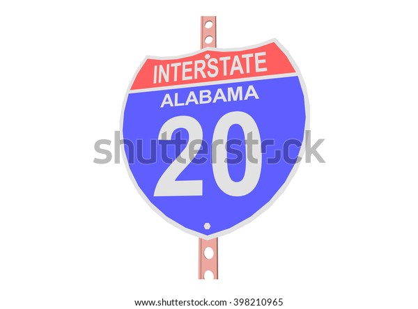 Interstate Highway 20 Road Sign Alabama: vector de stock (libre de ...