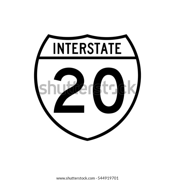 Interstate Highway 20 Road Sign White Stock Vector (Royalty Free ...