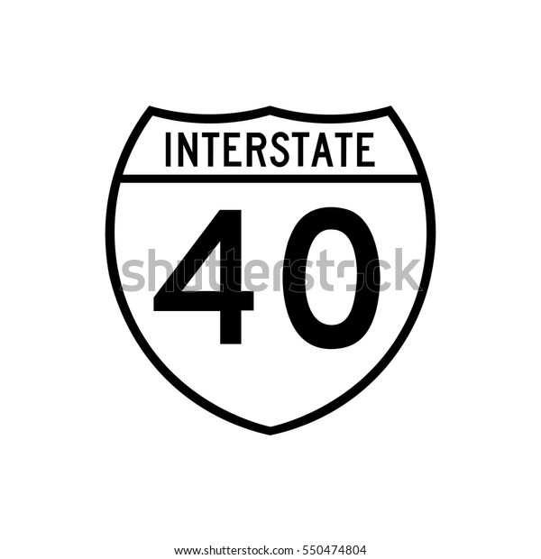 Interstate Highway 40 Road Sign White Stock Vector (Royalty Free ...