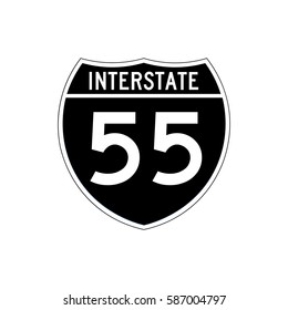 Interstate Highway 55 Road Sign Black Stock Vector (Royalty Free ...