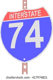Interstate Highway 74 Road Sign Stock Vector (Royalty Free) 417974821 ...