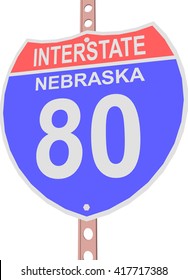 Interstate Highway 80 Road Sign Illinois: vector de stock (libre de ...