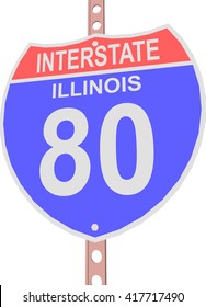 Interstate Highway 80 Road Sign Illinois: vector de stock (libre de ...