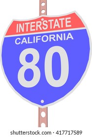 Interstate Highway 80 Road Sign California Stock Vector (Royalty Free ...