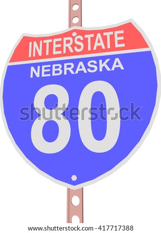 Interstate Highway 80 Road Sign Nebraska Stock Vector (Royalty Free ...