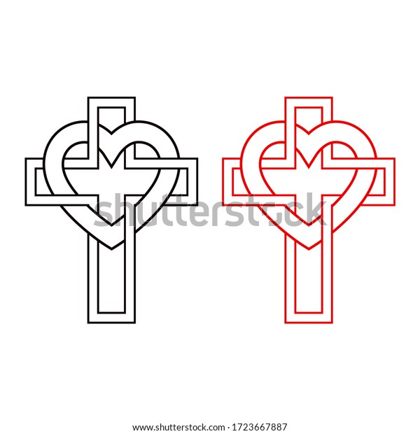 Intertwining Heart Christian Cross Vector Symbol Stock Vector (Royalty ...