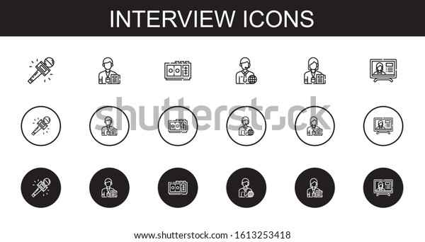 Interview Icons Set Collection Interview Journalist Stock Vector ...