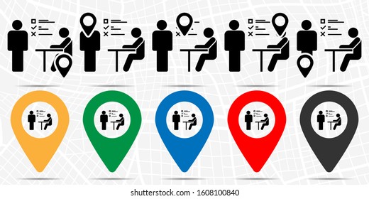 Interview Job Icon Location Set Simple Stock Vector (Royalty Free ...