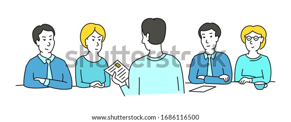 Interview Sketch Talking Job Applicant Male Stock Vector (Royalty Free ...
