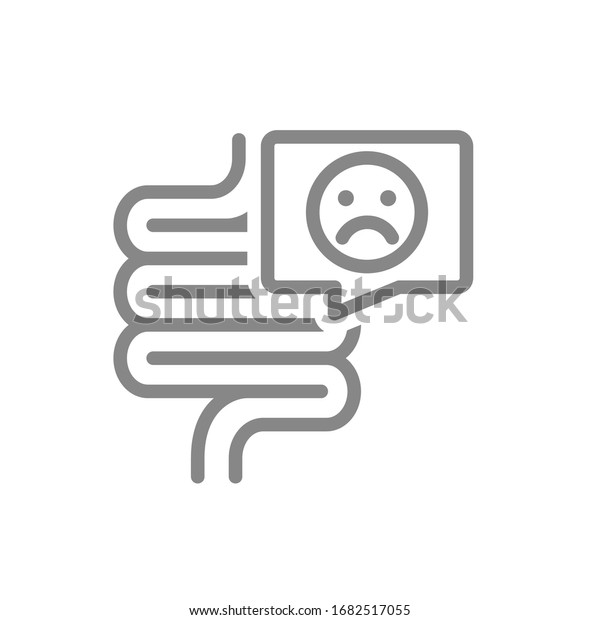 Intestine Sad Face Speech Bubble Line Stock Vector (Royalty Free ...