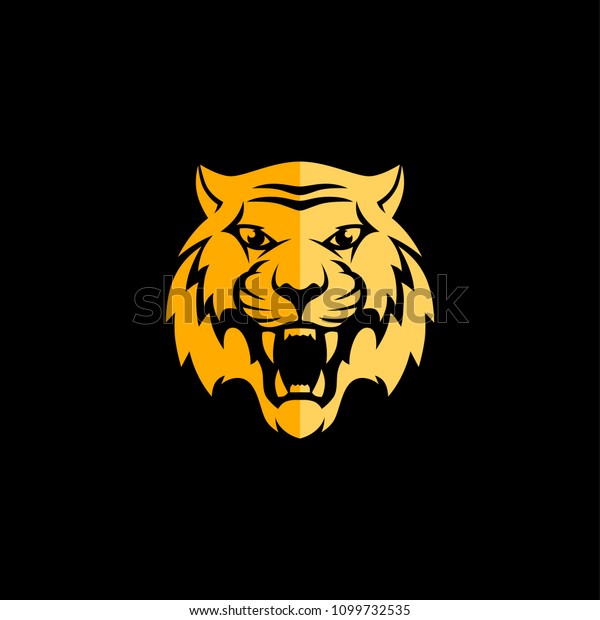 Intimidating Tiger Front View Theme Logo Stock Vector (Royalty Free ...
