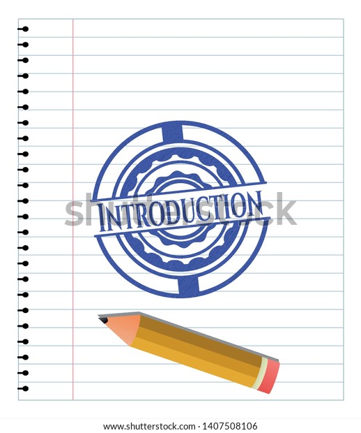 Introduction Pen Strokes Emblem Blue Ink Stock Vector (Royalty Free ...