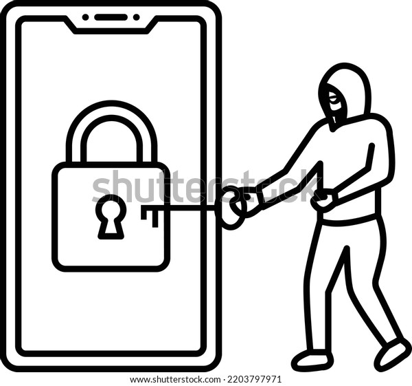 Intruder Trying Open Door Concept Hacker Stock Vector (Royalty Free ...