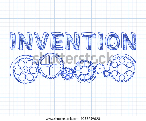 Invention Text Gear Wheels Hand Drawn Stock Vector (Royalty Free ...