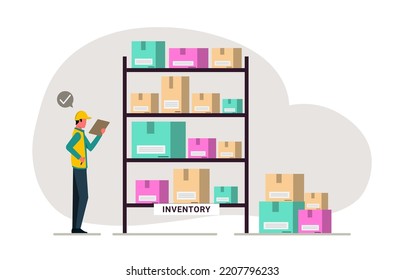 Inventory Control Illustration Concept Professional Worker Stock Vector ...