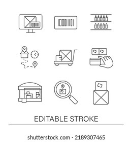 Inventory Tracking Line Icons Set Checking Stock Vector (Royalty Free ...