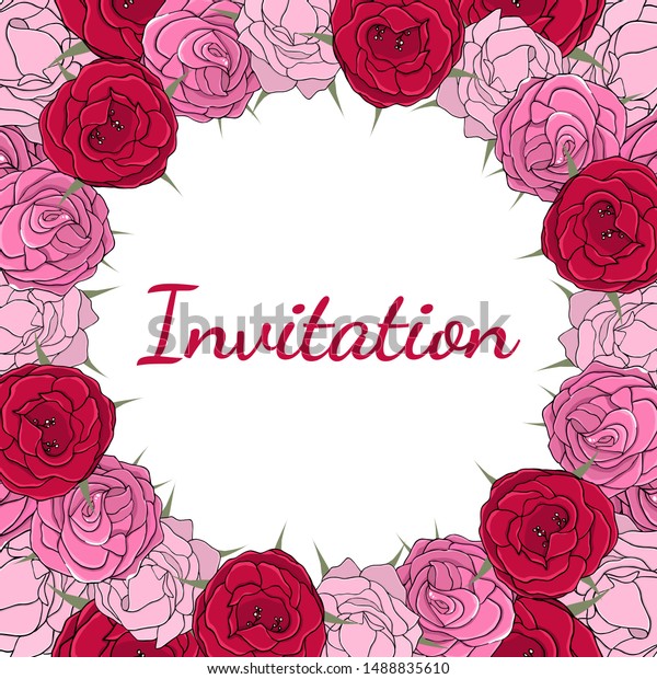 Inverted Circle Pink Red Roses Cards Stock Vector (Royalty Free ...