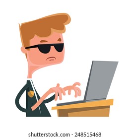 Investigation Agent Typing Lap Top Vector Stock Vector (Royalty Free ...