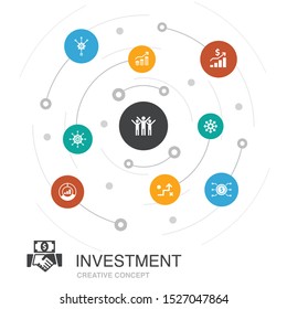 Investment Colored Circle Concept Simple Icons Stock Vector (Royalty ...